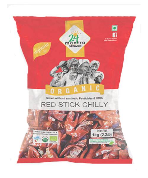 24 mantra Organic Red Stick Chilly (CERTIFIED ORGANIC)100g | MyIndia.Sg